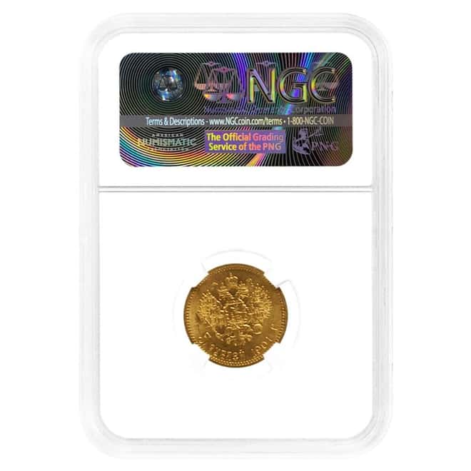 1901 O3 Russia 5 Roubles Nicholas II Gold Coin NGC MS 64