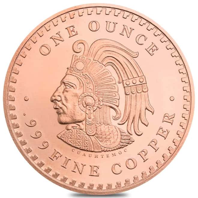Tube of 20 - 1 oz Copper Aztec Calendar Round .999 Fine