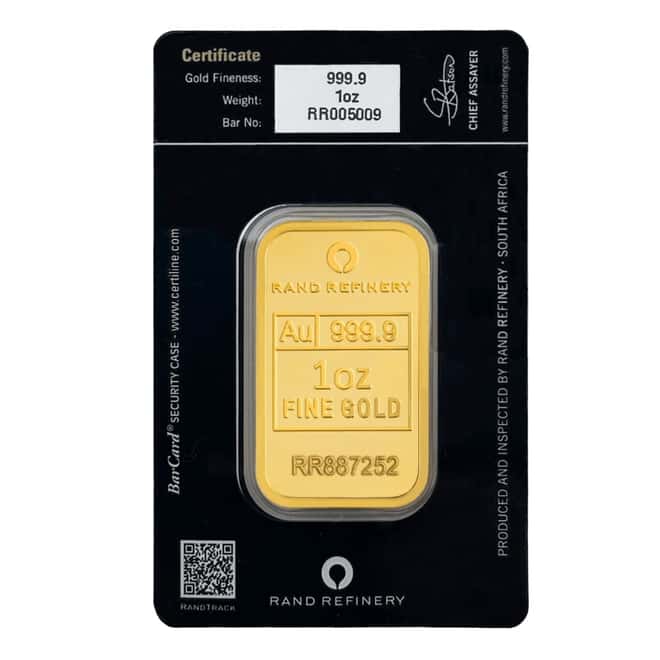 1 oz Rand Refinery Gold Bar .9999 Fine (Africa Assay)