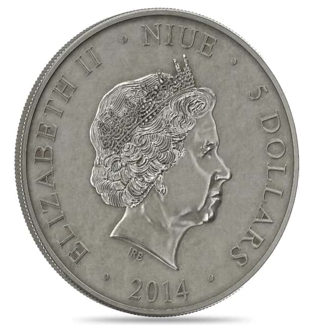 2014 Niue 2 oz God the Father Silver Antiqued Colorized Silver
