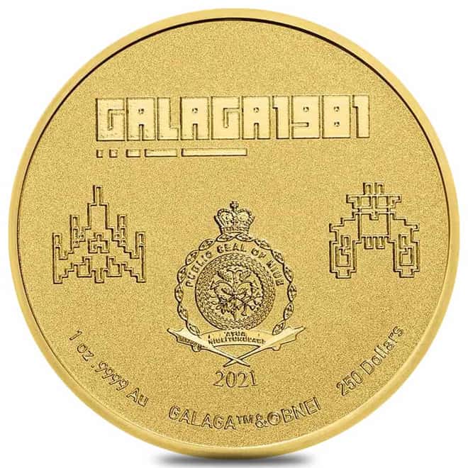 2021 Niue 1 oz GALAGA™ 40th Ann. Gold Coin BU (w/Box & COA)