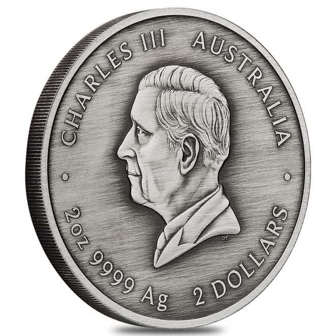 2024 2 oz Kookaburra Kaa-Kaa Antiqued Colorized Silver Coin