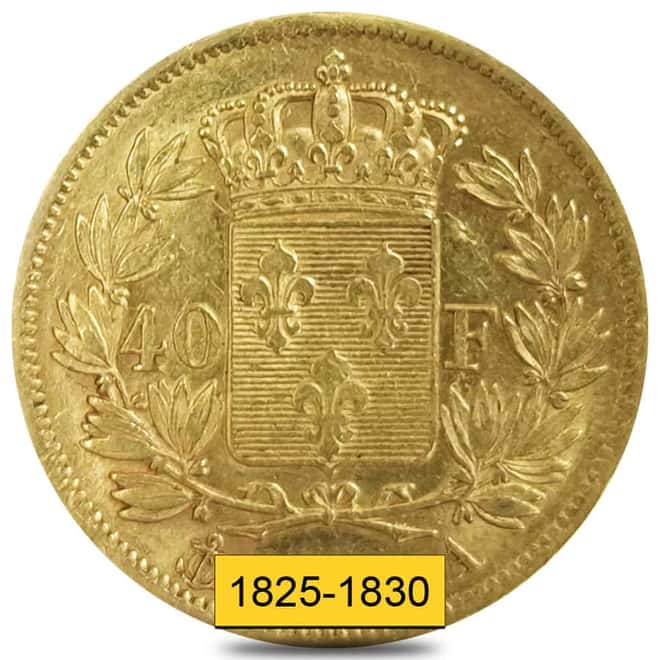 France 40 Francs Charles X Gold Coin Avg Circ (1825-1830)