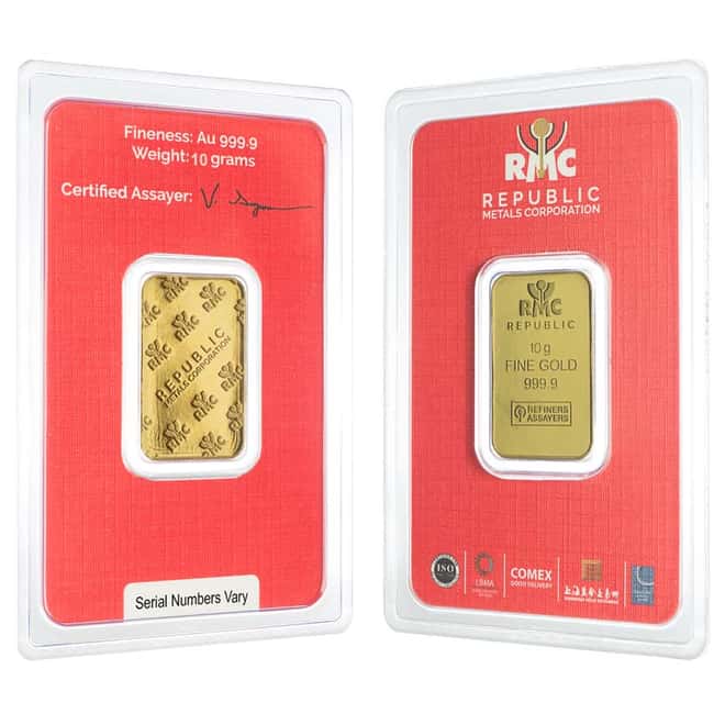 10 gram Republic Metals RMC Gold Bar In Assay | Bullion Exchanges
