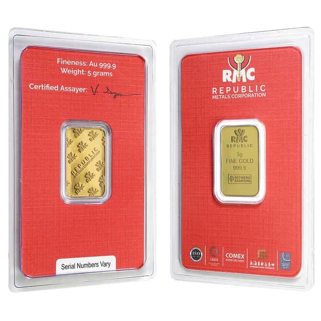 5 gram Republic Metals Gold Bar | Bullion Exchanges