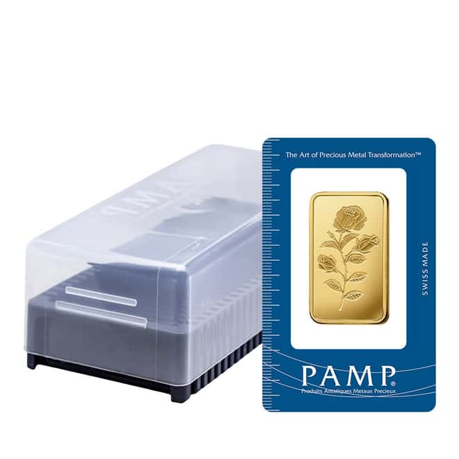 Box of 25 1 oz PAMP Suisse Rosa Gold Bar | Bullion Exchanges