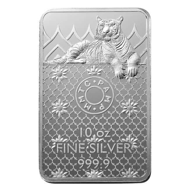 10 oz MMTC PAMP The Royal Bengal Tiger Silver Bar .999 Fine