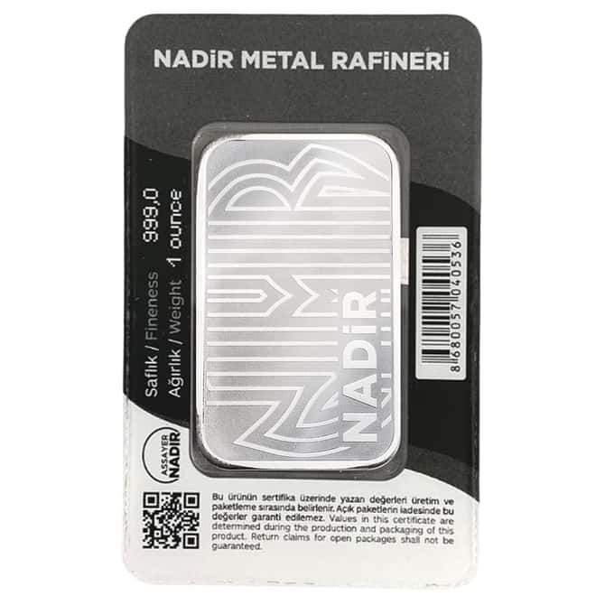 1 oz Nadir Refinery Silver Bar .999 Fine (In Assay)
