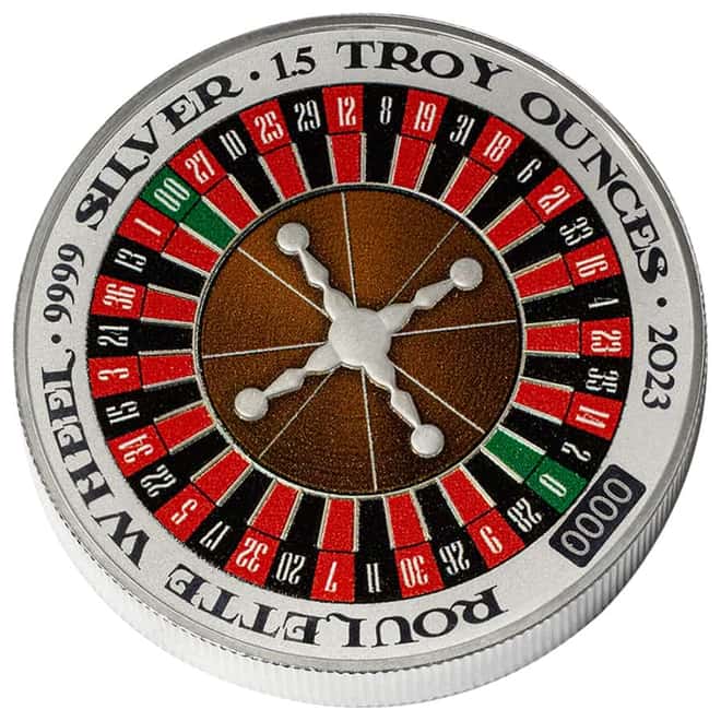 2023 Niue 1.5 oz Roulette Wheel Spinning Silver Coin