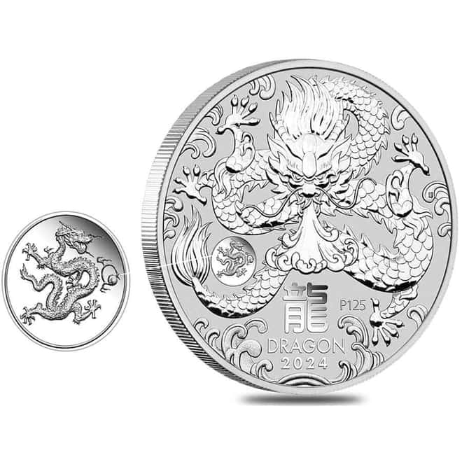 2024 1 oz Silver Lunar Dragon with Dragon Privy BU Perth Mint