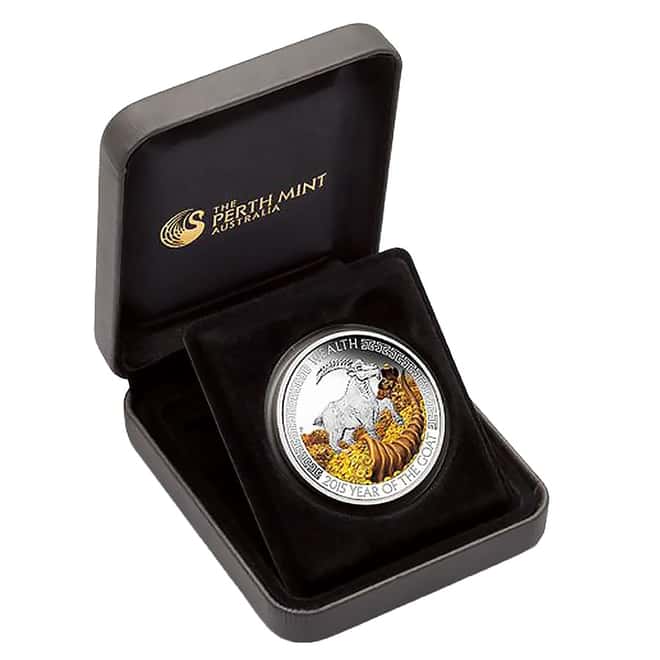 2015 1 oz Tuvalu Proof Silver Lunar Goat Wealth Perth Mint