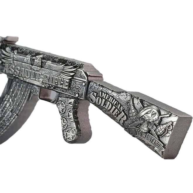 2024 Chad 2 oz Silver Assault Rifle Antiqued Shaped