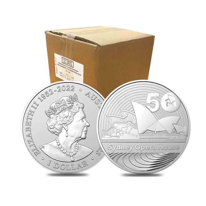 Box of 240-2023 1 oz Silver Sydney Opera House 50th Ann. Coin BU