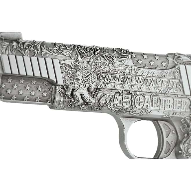 2024 Chad 2 oz Silver .45 Caliber Pistol Handgun Gilded Shaped