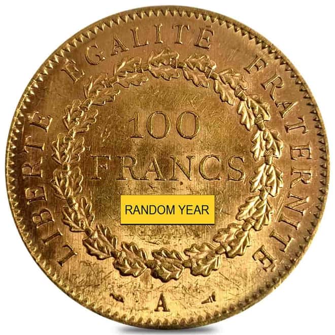 France 100 Francs Lucky Angel Gold Coin AU/BU (Random Year)