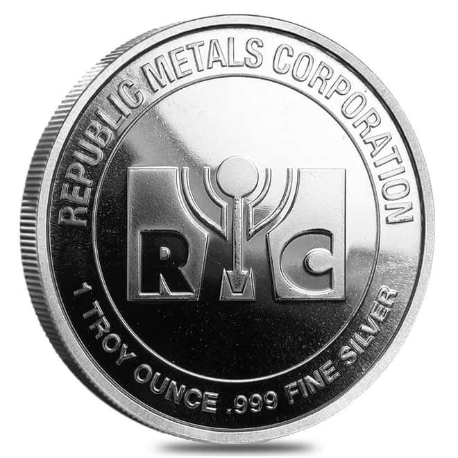 Lot of 5 - 1 oz Republic Metals (RMC) Silver Round | Bullion Exchanges