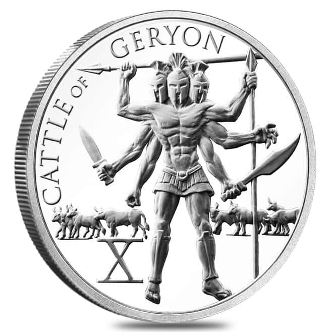 Lot of 5 - 1 oz Hercules Tenth Labor - Cattle of Geryon Silver Round