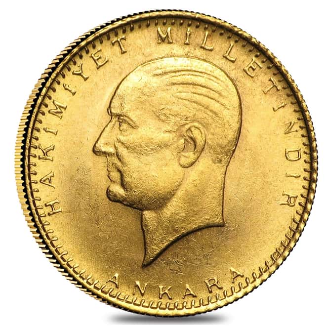 25 Kurush Turkey Ataturk Gold Coin BU Random Year