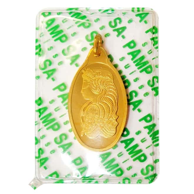 10 gram Gold PAMP Fortuna Oval Pendant | Bullion Exchanges