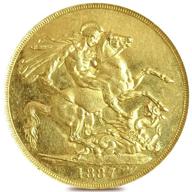 1887 British Gold Double Sovereign Victoria Jubilee Head