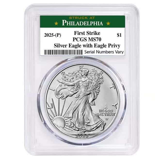 2025 P Eagle Privy 1 oz Silver Eagle PCGS MS 70 FS Philadelphia