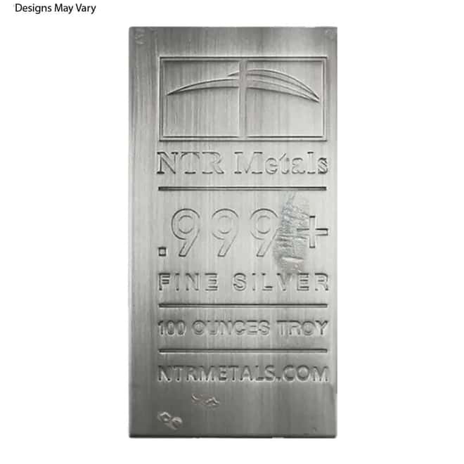 Silver at Spot - 100 oz Generic Silver Bar .999 Fine