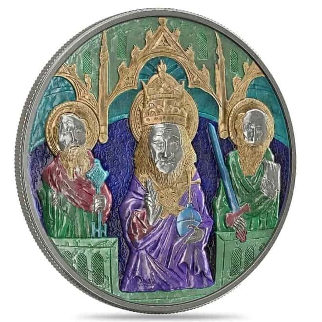 2014 Niue 2 oz God the Father Silver Antiqued Colorized Silver