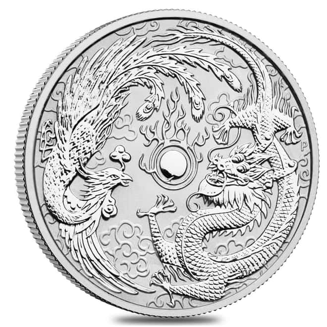 2017 1 oz Silver Dragon and Phoenix BU Perth Mint In Cap
