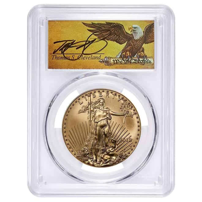 2018-W 1 oz $50 Burnished Gold American Eagle PCGS SP 70 FDOI