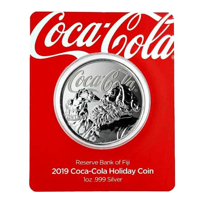 2019 Fiji 1 oz Coca-Cola Santa Silver Coin BU (in Assay)