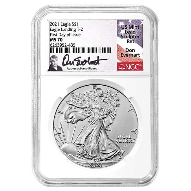 2021 1 oz Silver American Eagle Type 2 NGC MS 70 FDOI (Everhart)