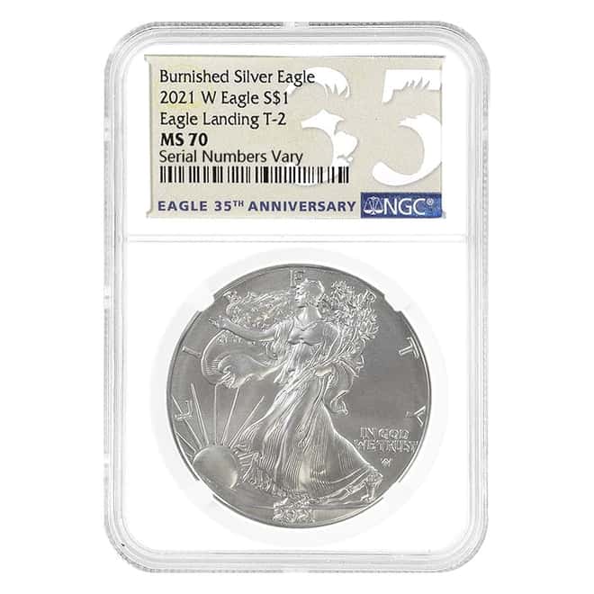 2021 1 oz Burnished Silver Eagle T 2 NGC MS 70|Bullion Exchanges