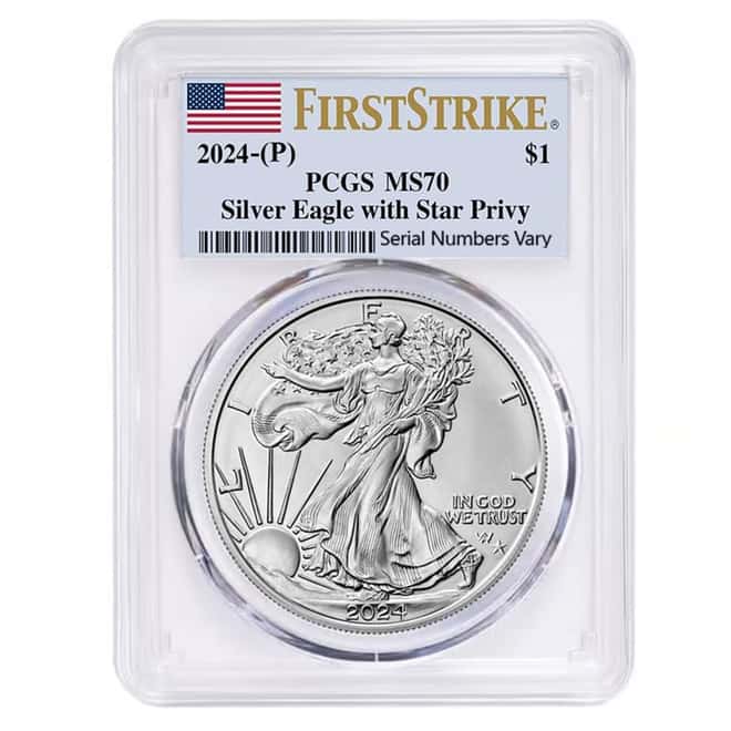 2024 (P) Star Privy 1 oz Silver American Eagle PCGS MS 70 FS