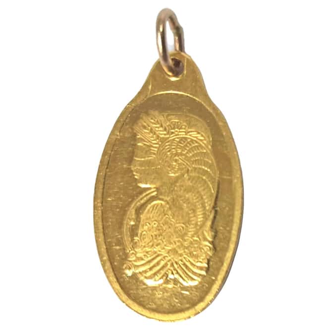 5 gram Gold PAMP Suisse Lady Fortuna Oval Pendant (Scruffy)