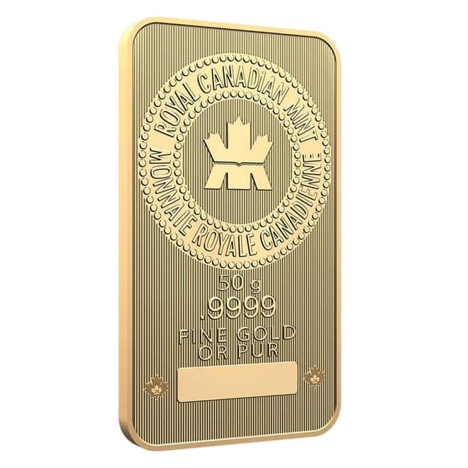 50 Gram Royal Canadian Mint RCM Wafer Gold Bar (in Assay)