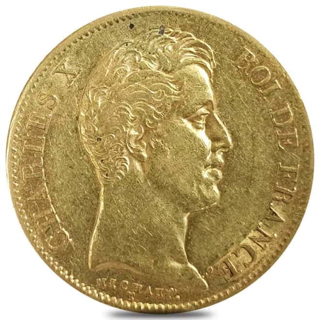 France 40 Francs Charles X Gold Coin Avg Circ (1825-1830)