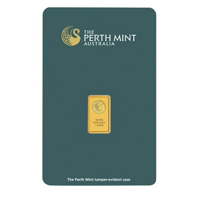 Box of 25 - 1 Gram Perth Mint Gold Bar .9999 Fine (in Assay)