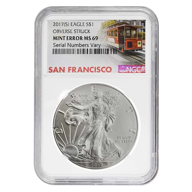2017 (S) 1 oz Silver American Eagle NGC MS 69 Mint Error