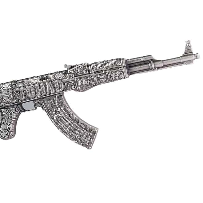 2024 Chad 2 oz Silver Assault Rifle Antiqued Shaped