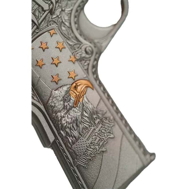 2 oz Silver Gun Shaped .45 Caliber Pistol Antiqued