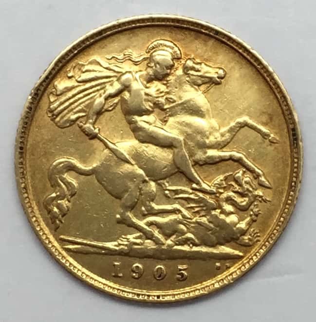 1905 Great Britain Gold Half Sovereign Edward VII Coin