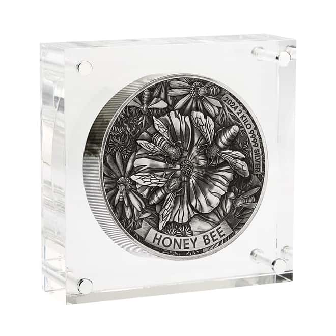 2024 2 Kilo Honey Bee Antiqued Silver Coin Australian Perth Mint
