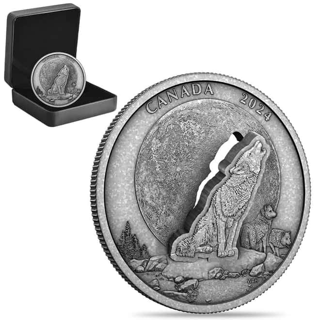 2024 Canada 61.3 gram Silver Howling Wolf Coin in Stock