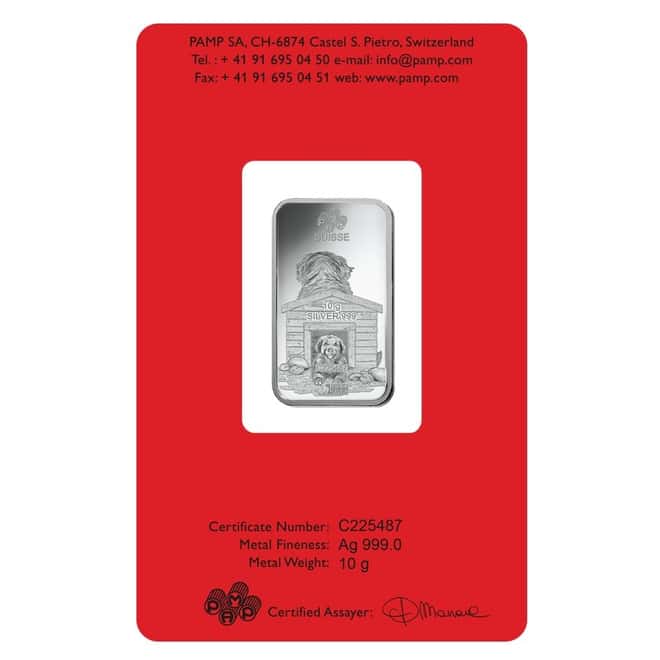 10 gram PAMP Suisse Year of the Dog Silver Bar