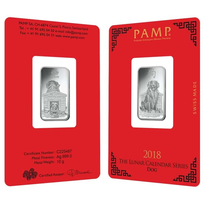 10 gram PAMP Suisse Year of the Dog Silver Bar