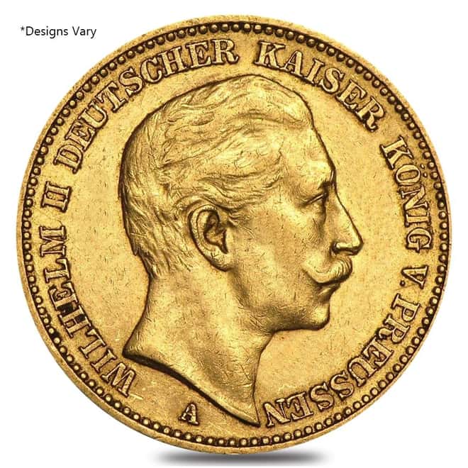 Germany Prussia 20 Marks Gold Avg Circ Random |Bullion Exchanges