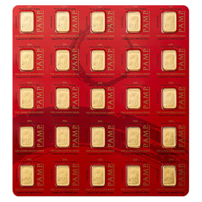 2026 1 Gram PAMP Suisse Lunar Horse Gold Bar Multigram+25