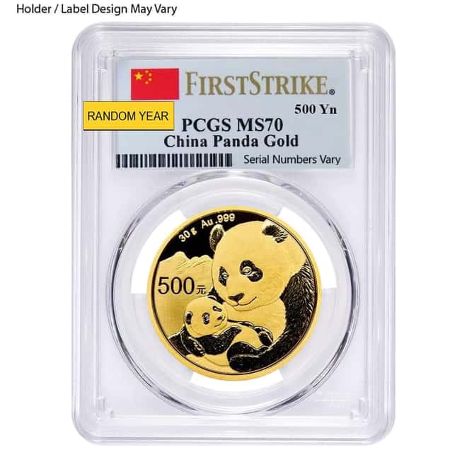 30 Gram Chinese Gold Panda NGC / PCGS MS 70 (Random Year)