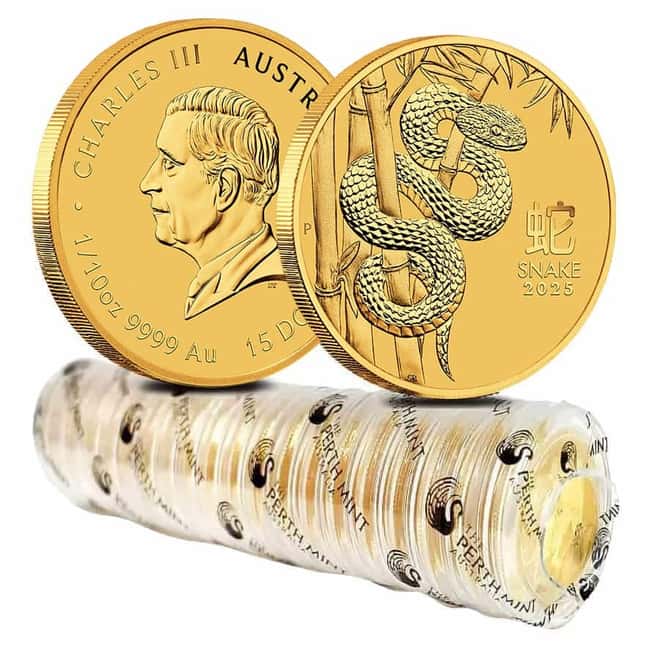 2025 1/10 oz Gold Lunar Snake BU Australian Perth Mint