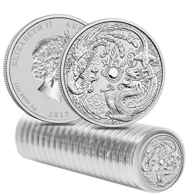2017 1 oz Silver Dragon and Phoenix BU Perth Mint In Cap